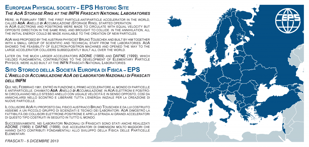 Ada – Historic site of EPS (European Physical Society) – INFN-LNF